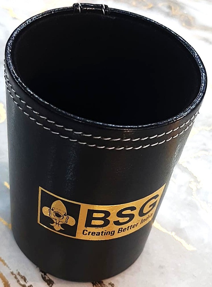 Pen Stand Leather With BSG Logo printed